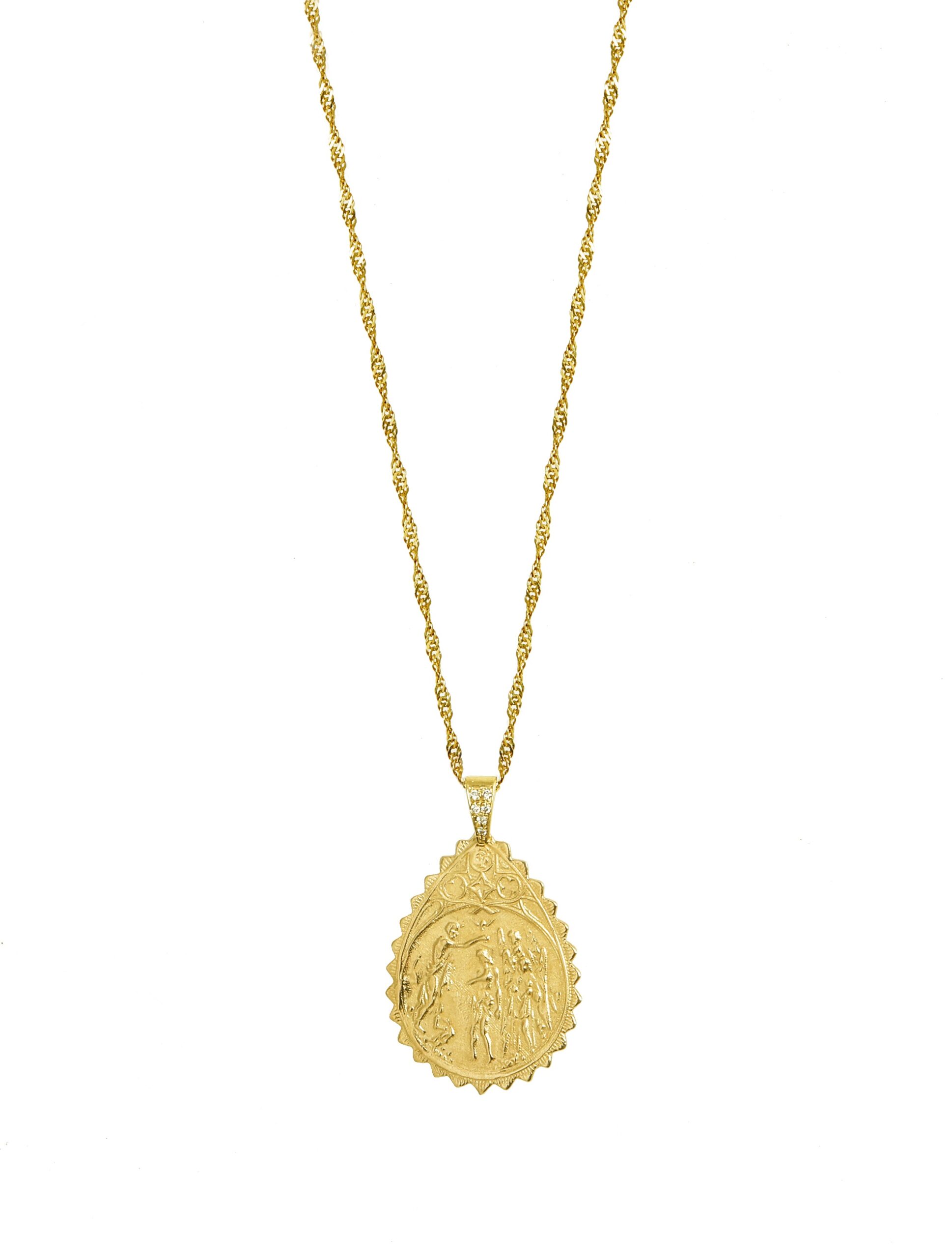 AMULET - Solid Gold Necklace, White Diamonds | Danai Giannelli