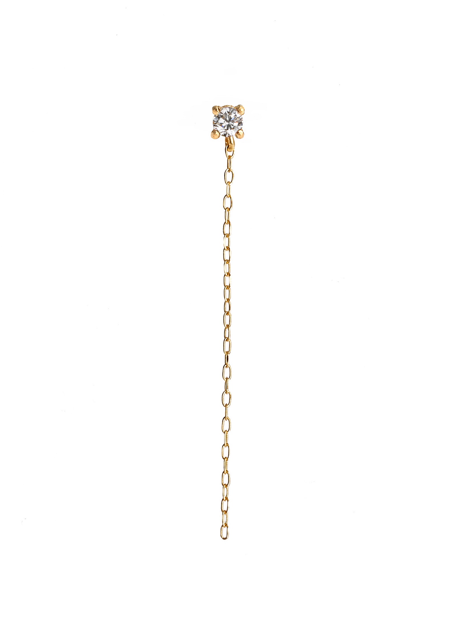 LITTLE WHITE DIAMOND - Solid Gold Long Earrings | Danai Giannelli